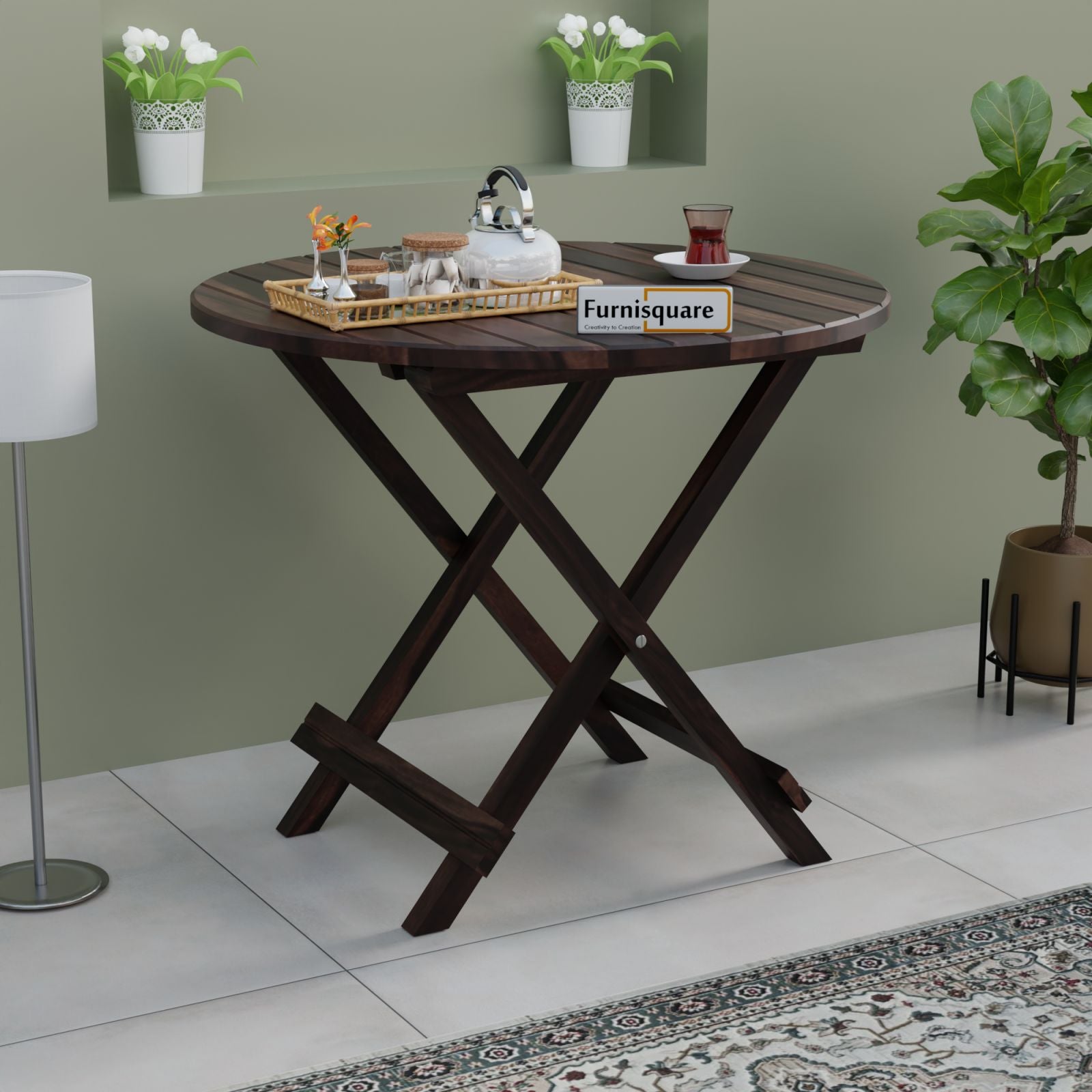 Wooden Round Folding Patio Table for Outdoor Space – Furnisquare